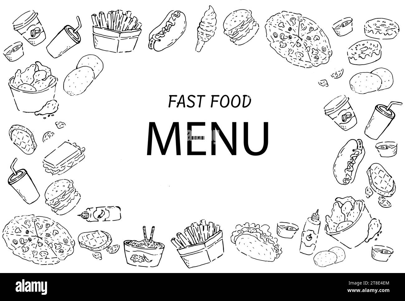 fast food outline template frame for menu Stock Vector Image & Art - Alamy