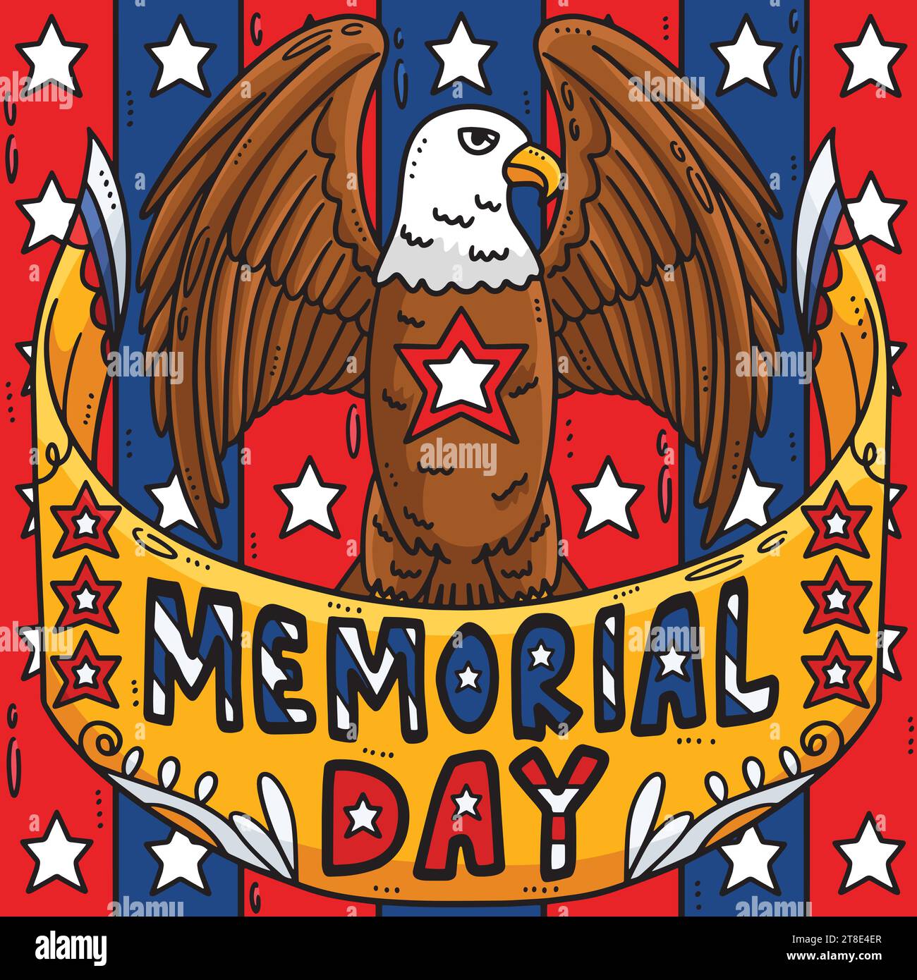 Memorial Day Colored Cartoon Illustration Stock Vector Image & Art - Alamy