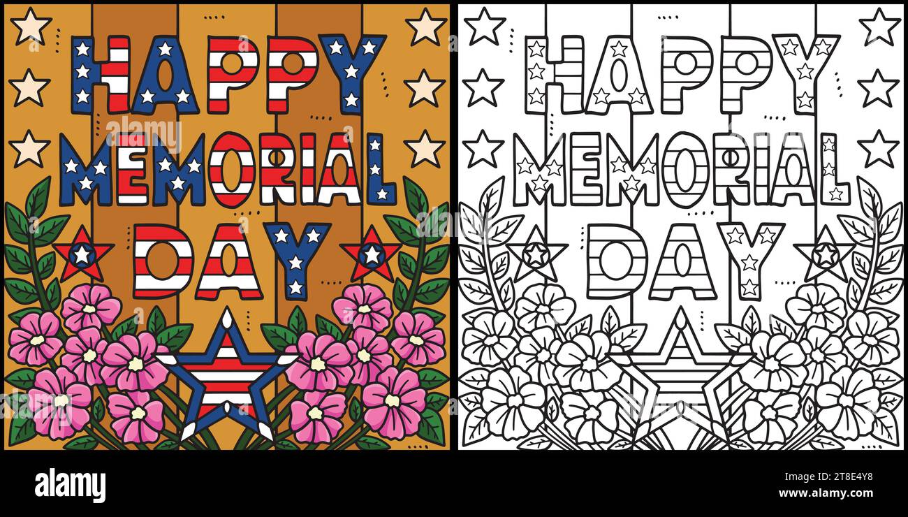Happy Memorial Day Coloring Page Illustration Stock Vector Image & Art ...