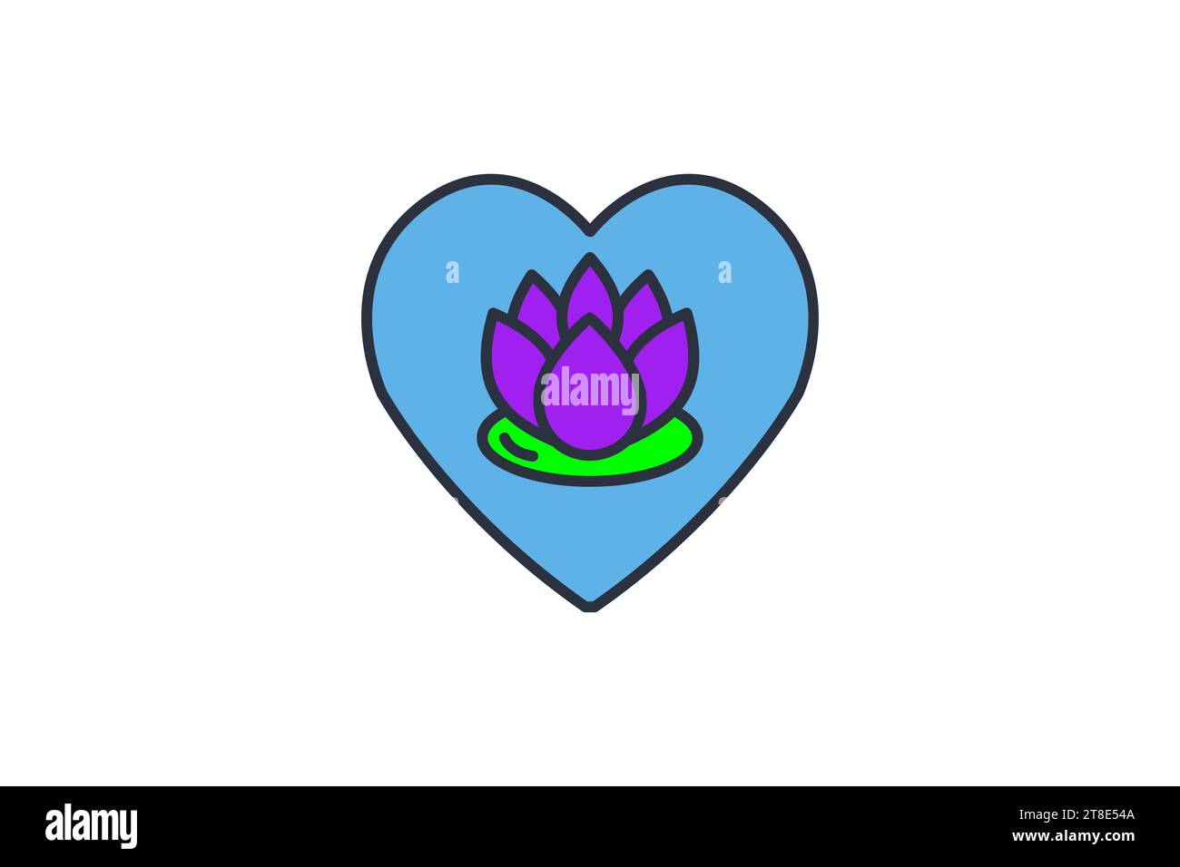 lotus in heart icon. icon related to meditation, wellness, spa. flat ...