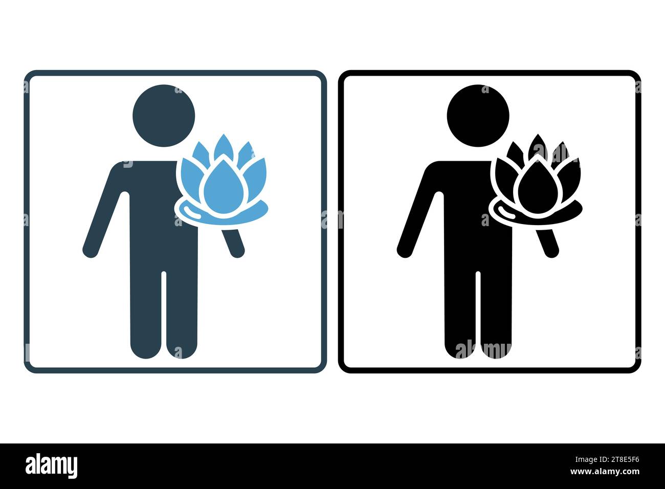 wellness icon. human with lotus flower. icon related to meditation ...