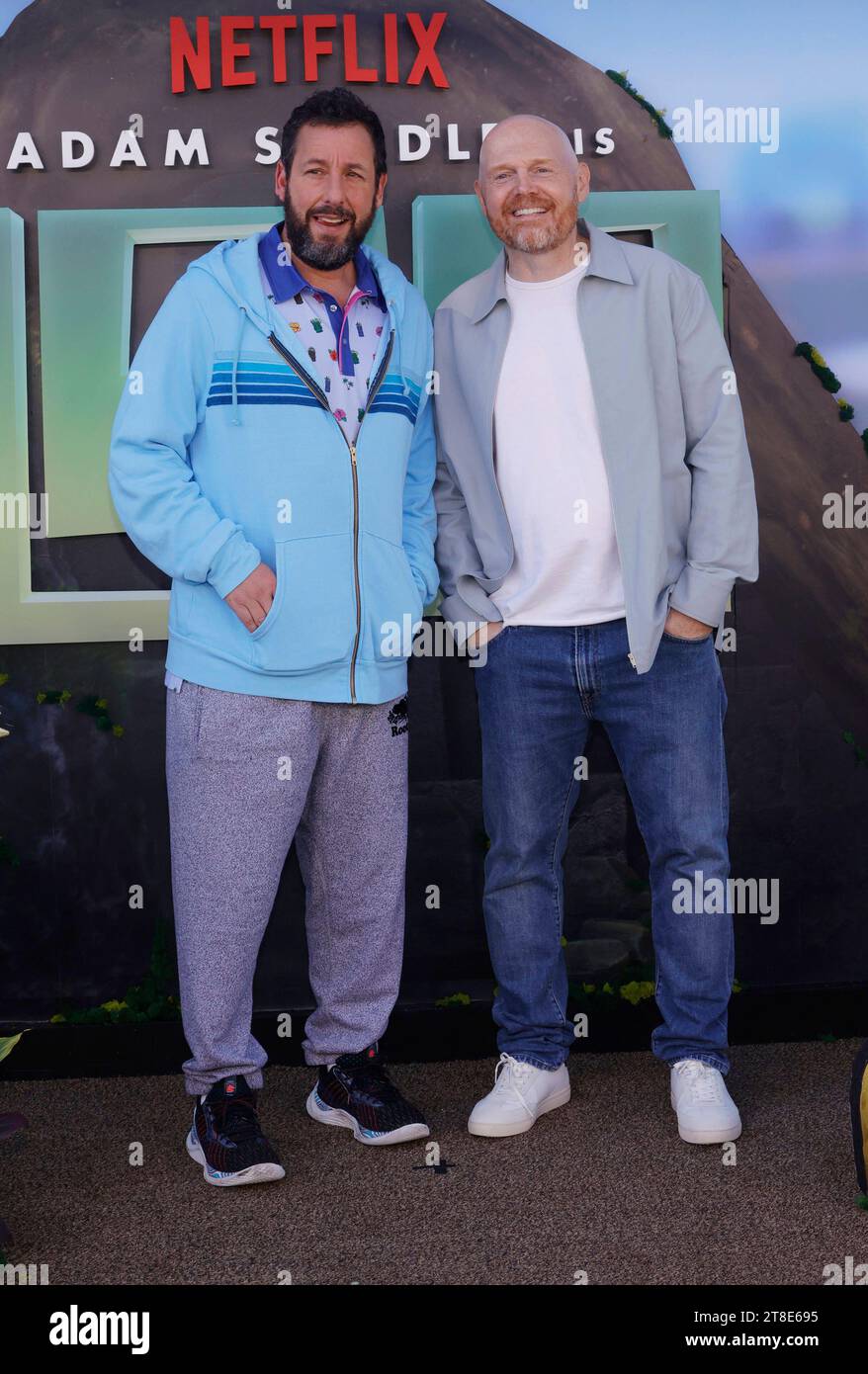 WESTWOOD, CA - NOVEMBER 19: Adam Sandler, Bill Burr at the LA premiere of Netflix Leo at the ...