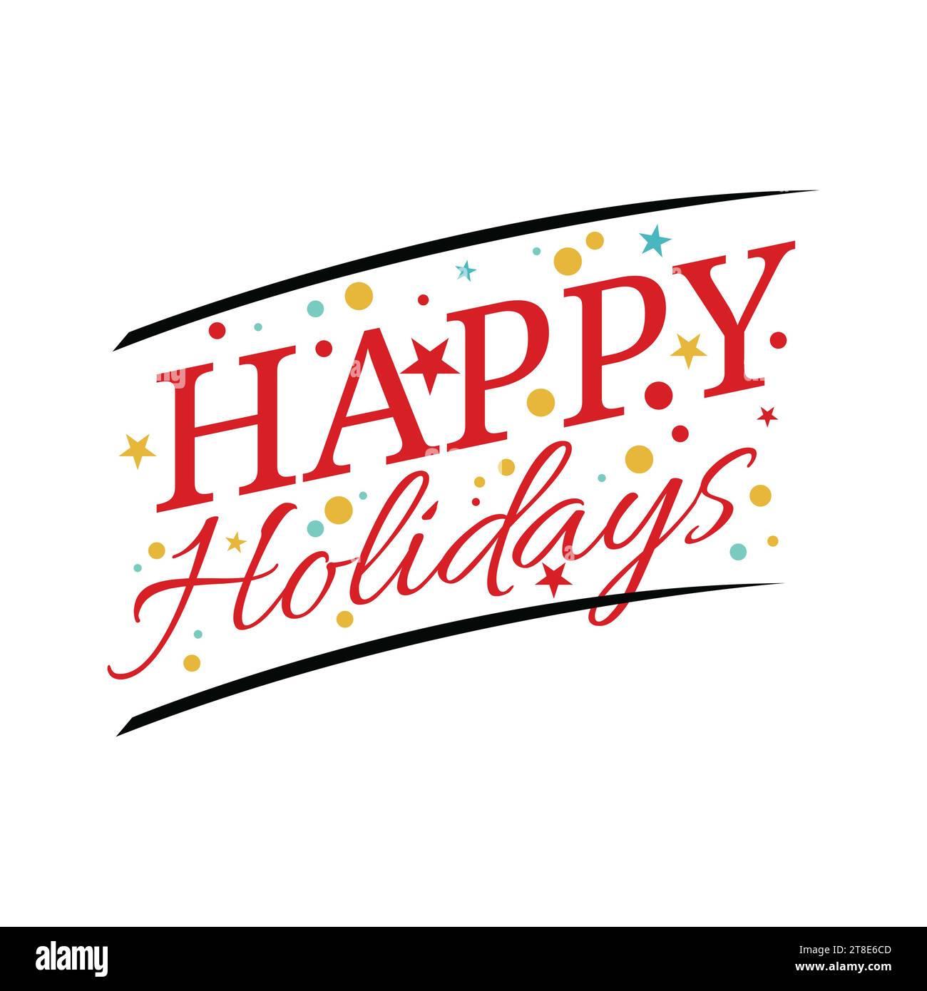Hand Drawn Happy Holidays Lettering Typography Logo Happy Holidays