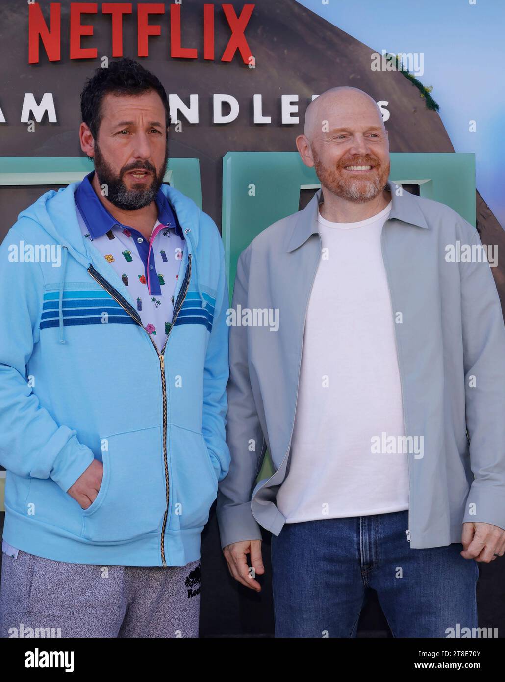 WESTWOOD, CA - NOVEMBER 19: Adam Sandler, Bill Burr at the LA premiere of Netflix' Leo at the ...