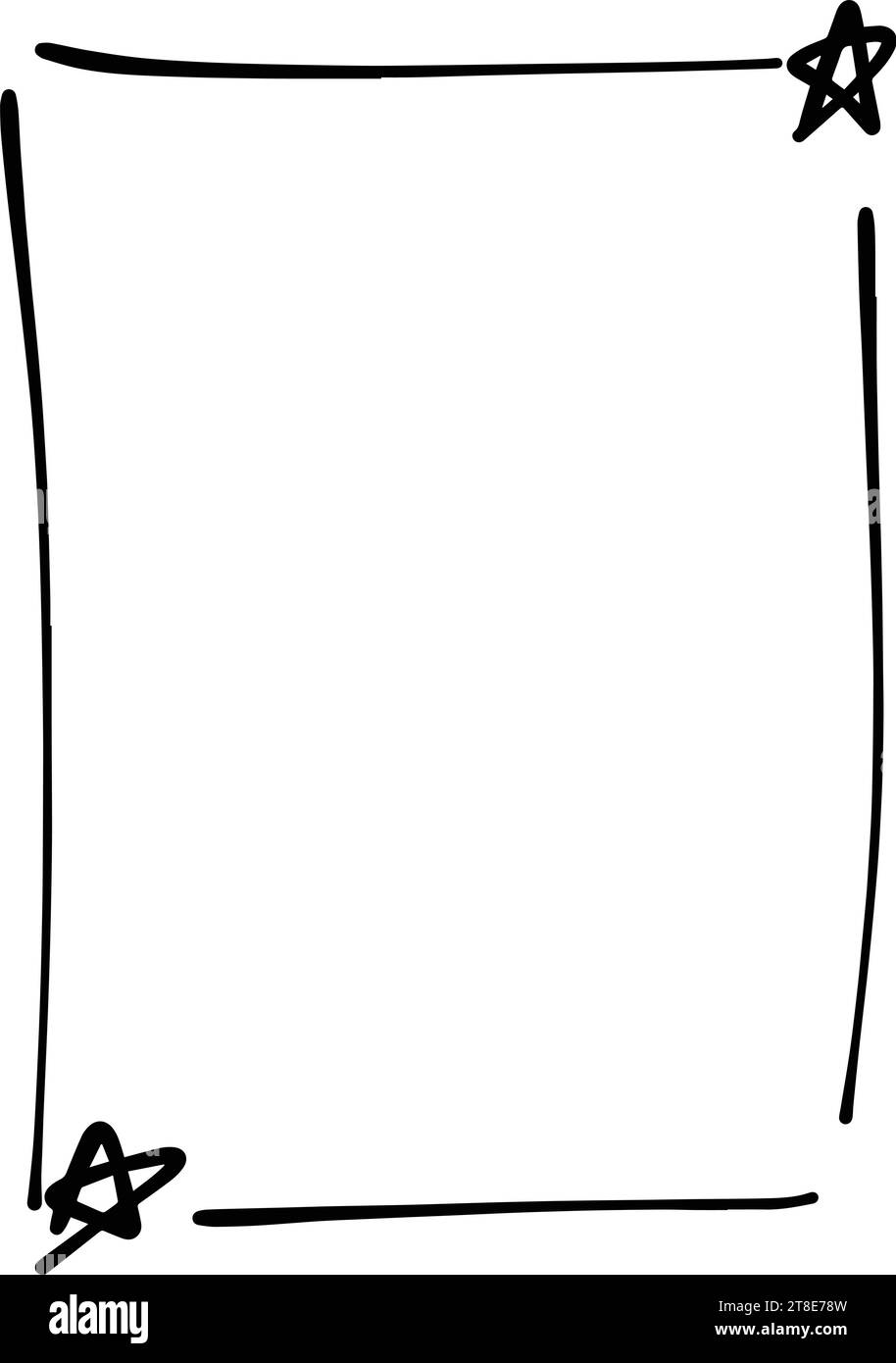 Star frame border, hand drawn vertical abstract decorative vintage ...