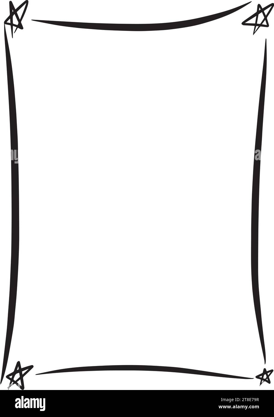 Star frame border, hand drawn vertical abstract decorative vintage ...