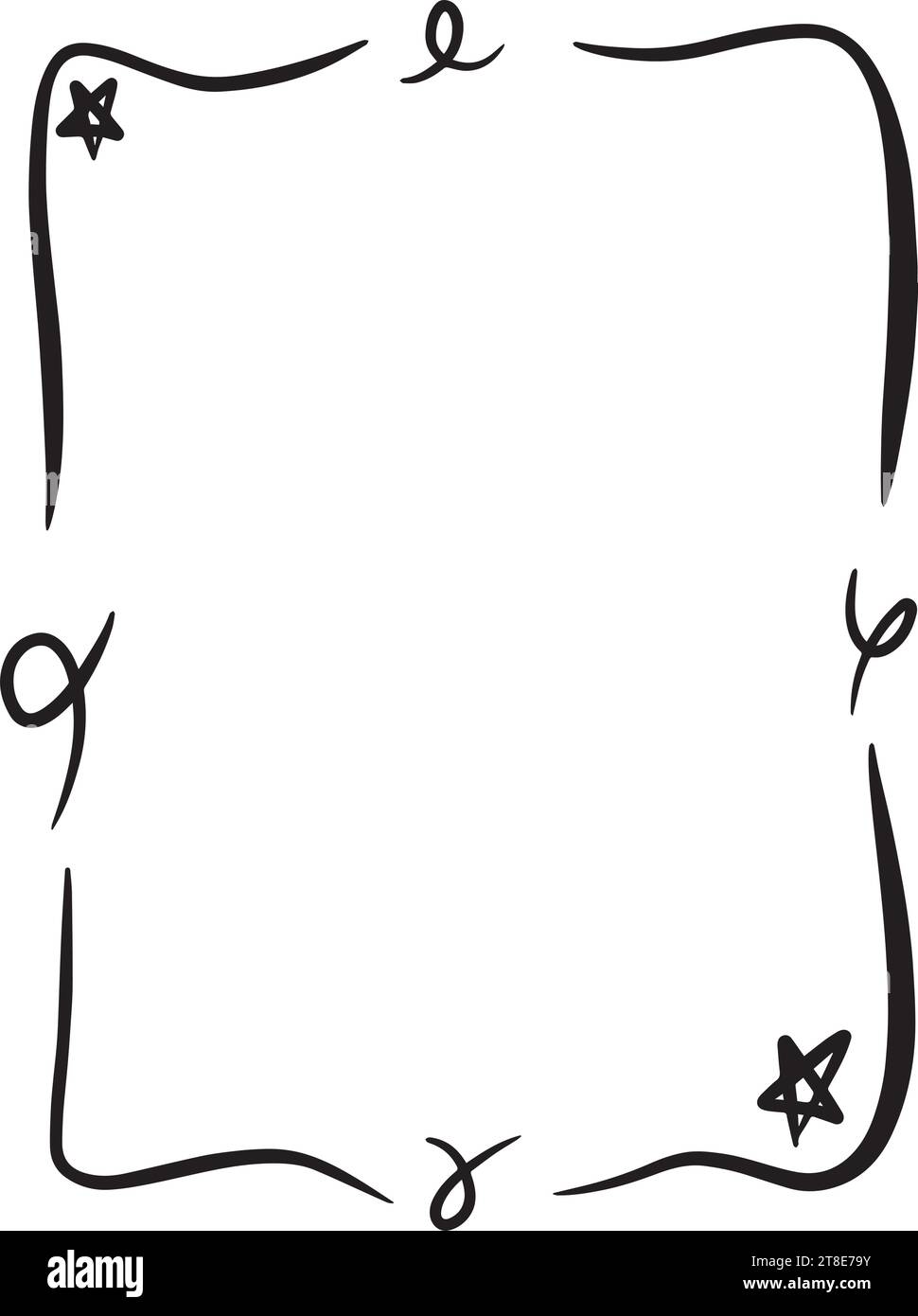 Star frame border, hand drawn vertical abstract decorative vintage ...