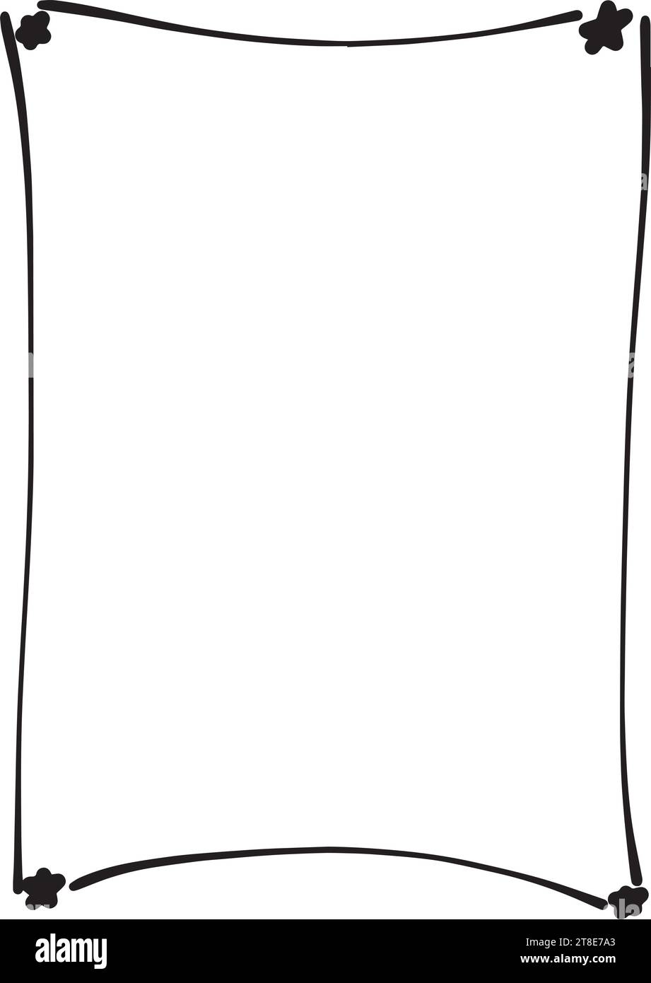 Star frame border, hand drawn vertical abstract decorative vintage ...