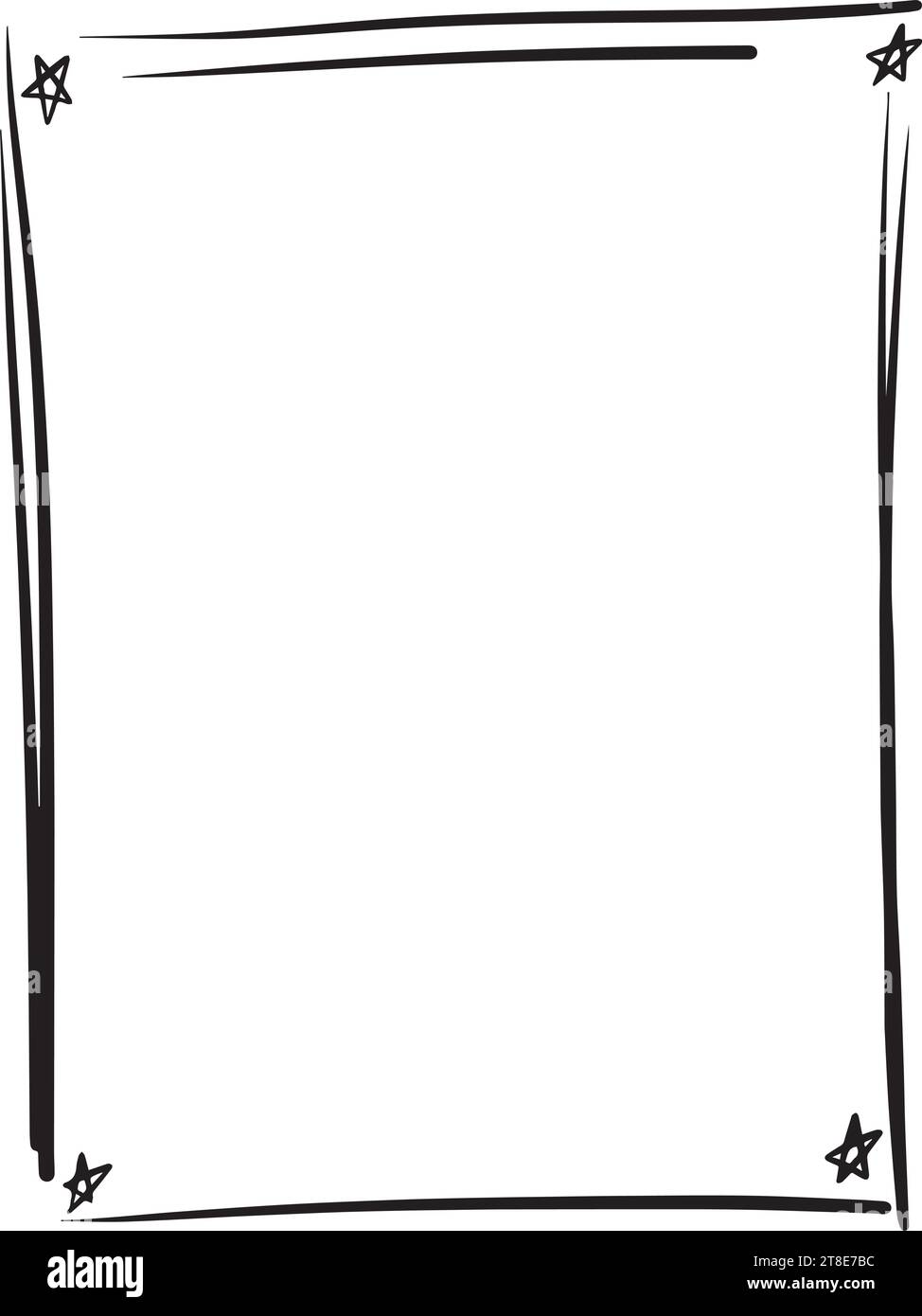 Star frame border, hand drawn vertical abstract decorative vintage ...