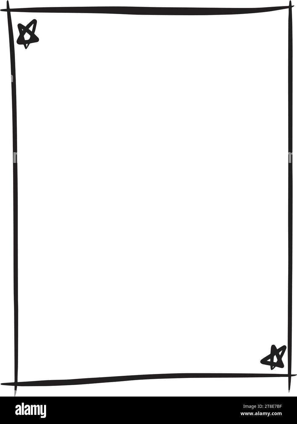 Star frame border, hand drawn vertical abstract decorative vintage ...