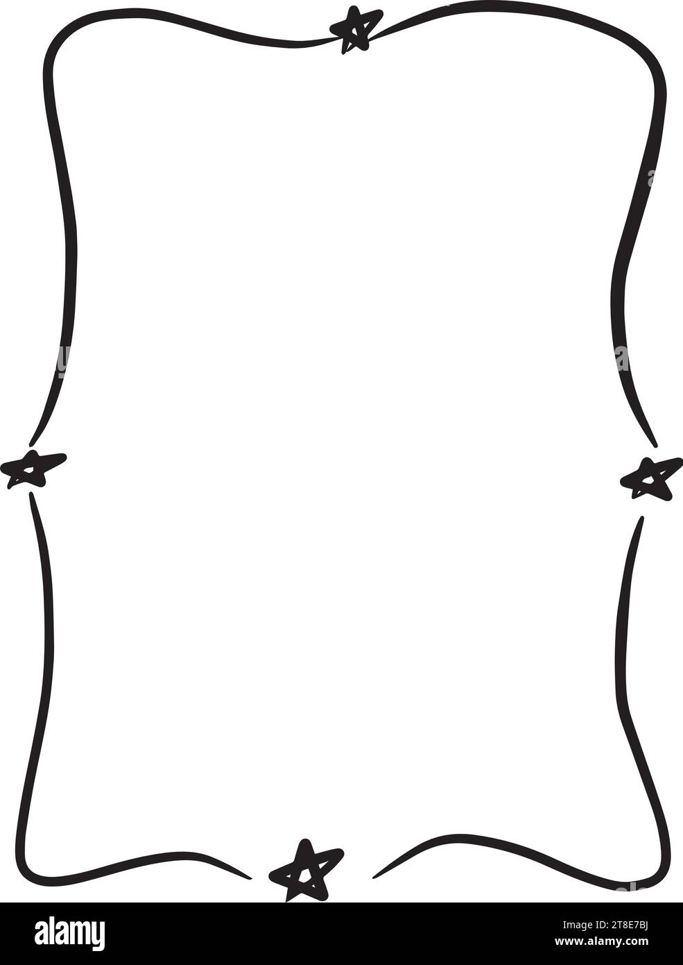 Star frame border, hand drawn vertical abstract decorative vintage ...