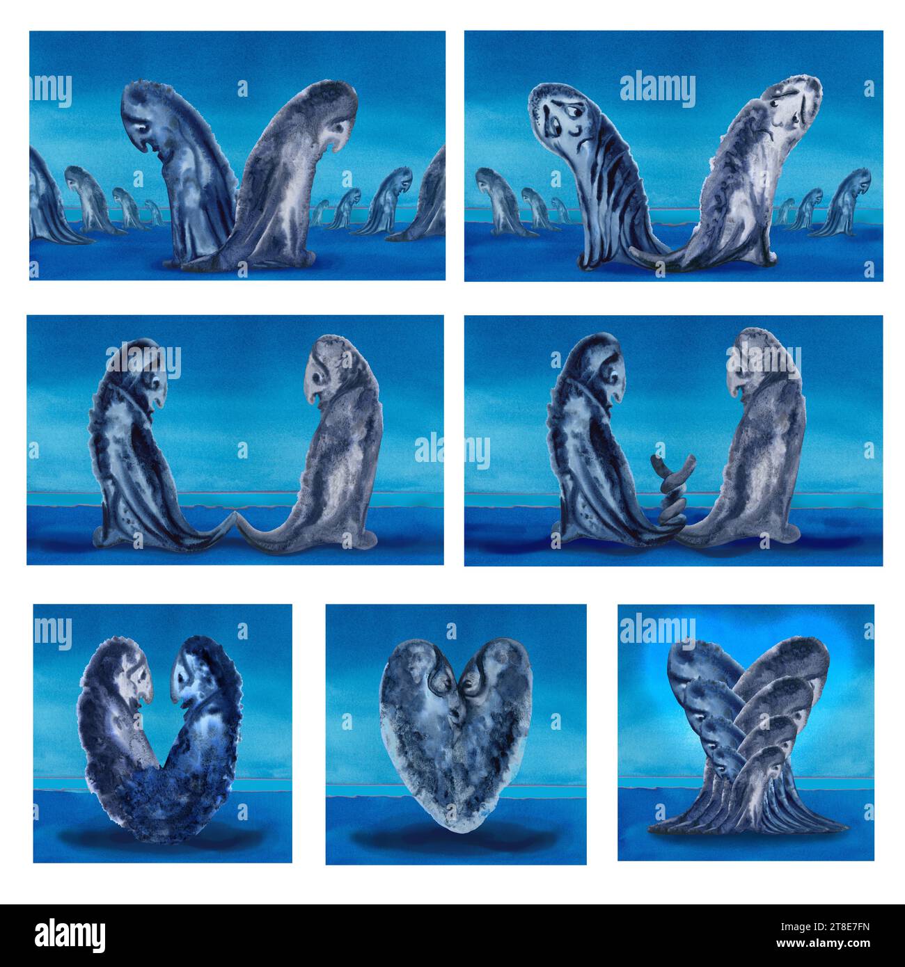 Watercolor story in 35 frames of the adventures of Blumo - Blue Monday ...