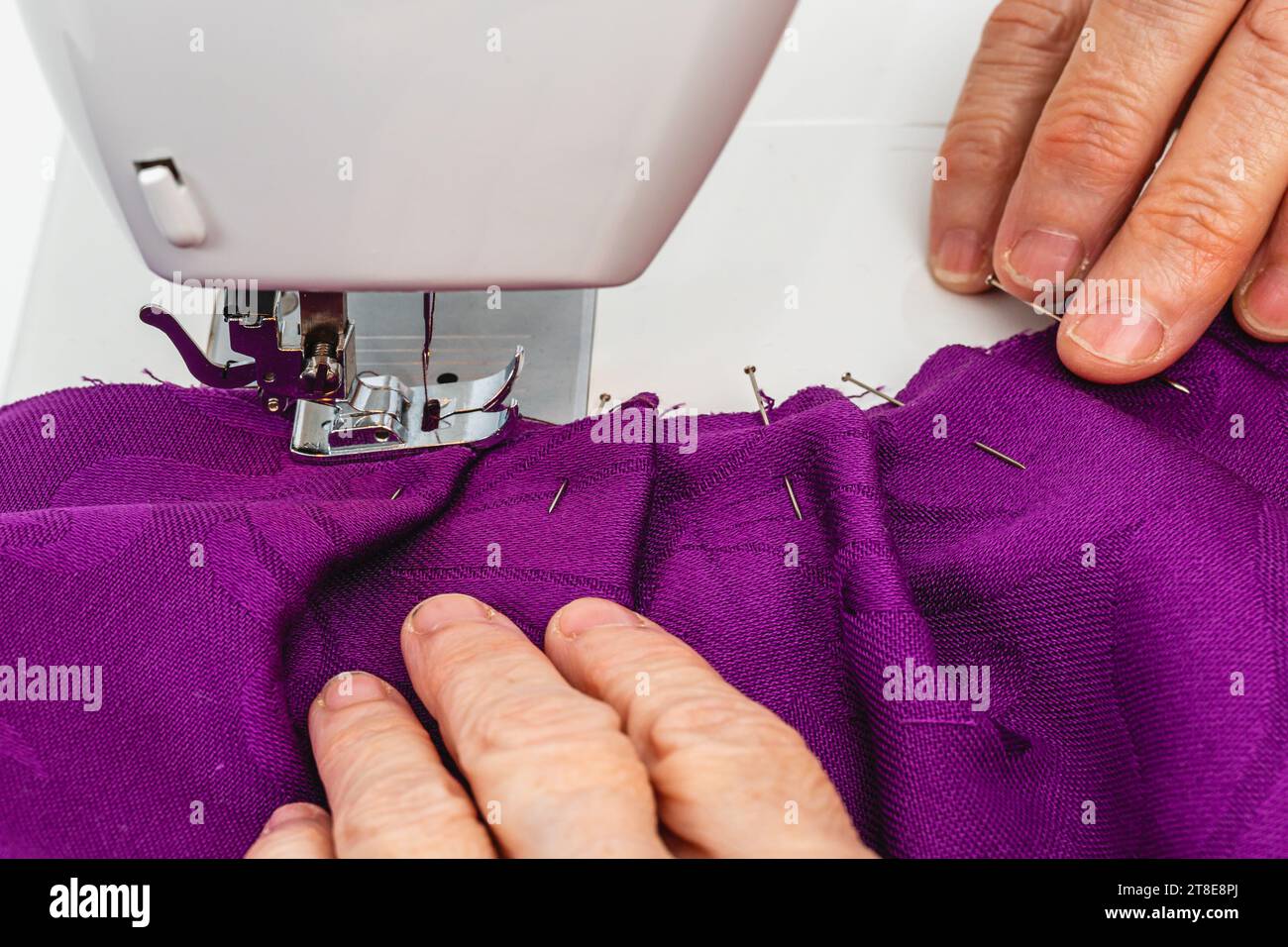 Extreme horizontal close up photo, hands of mature adult Caucasian ...