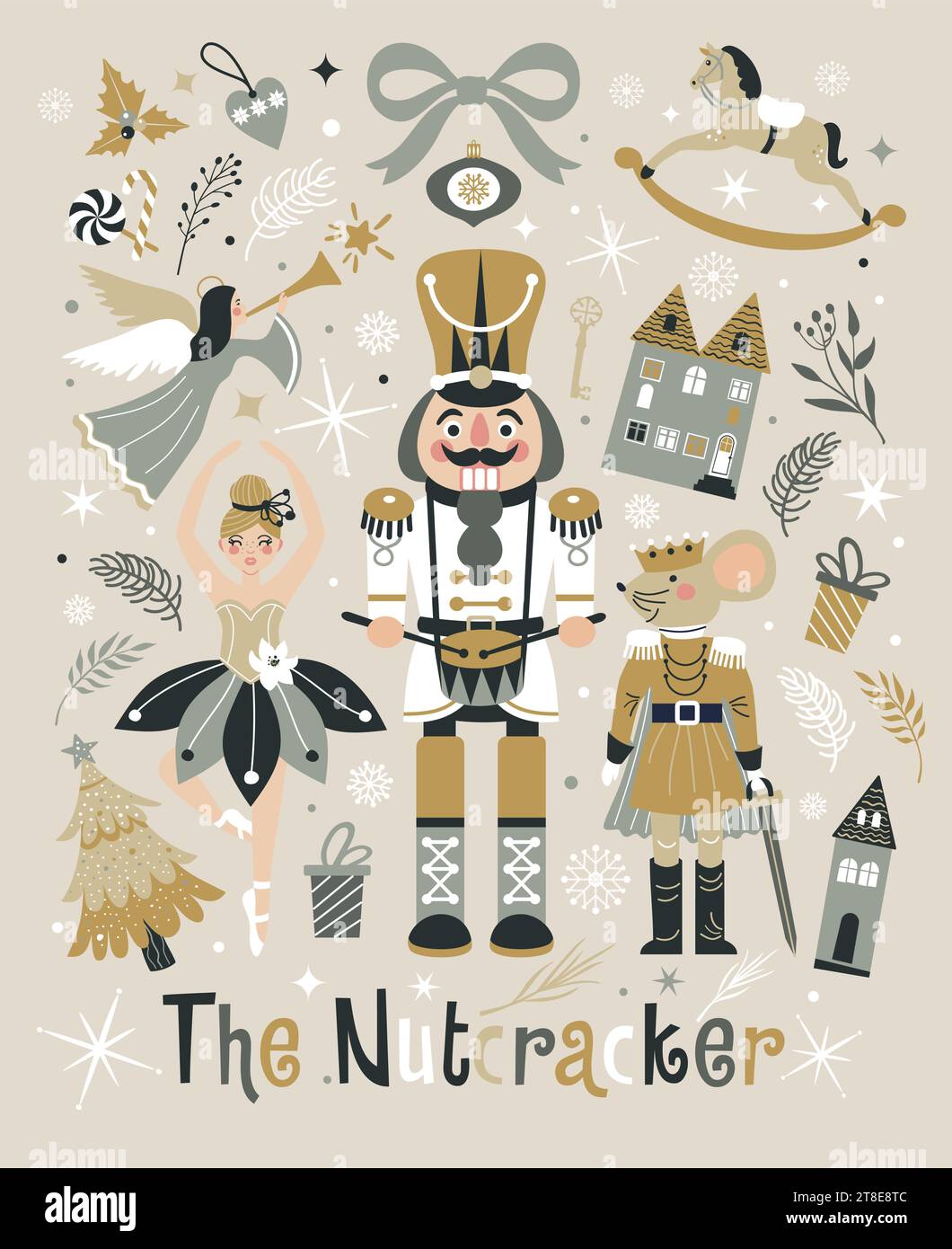 Christmas Nutcrackers Vector Illustration on Light Background. Postcard ...