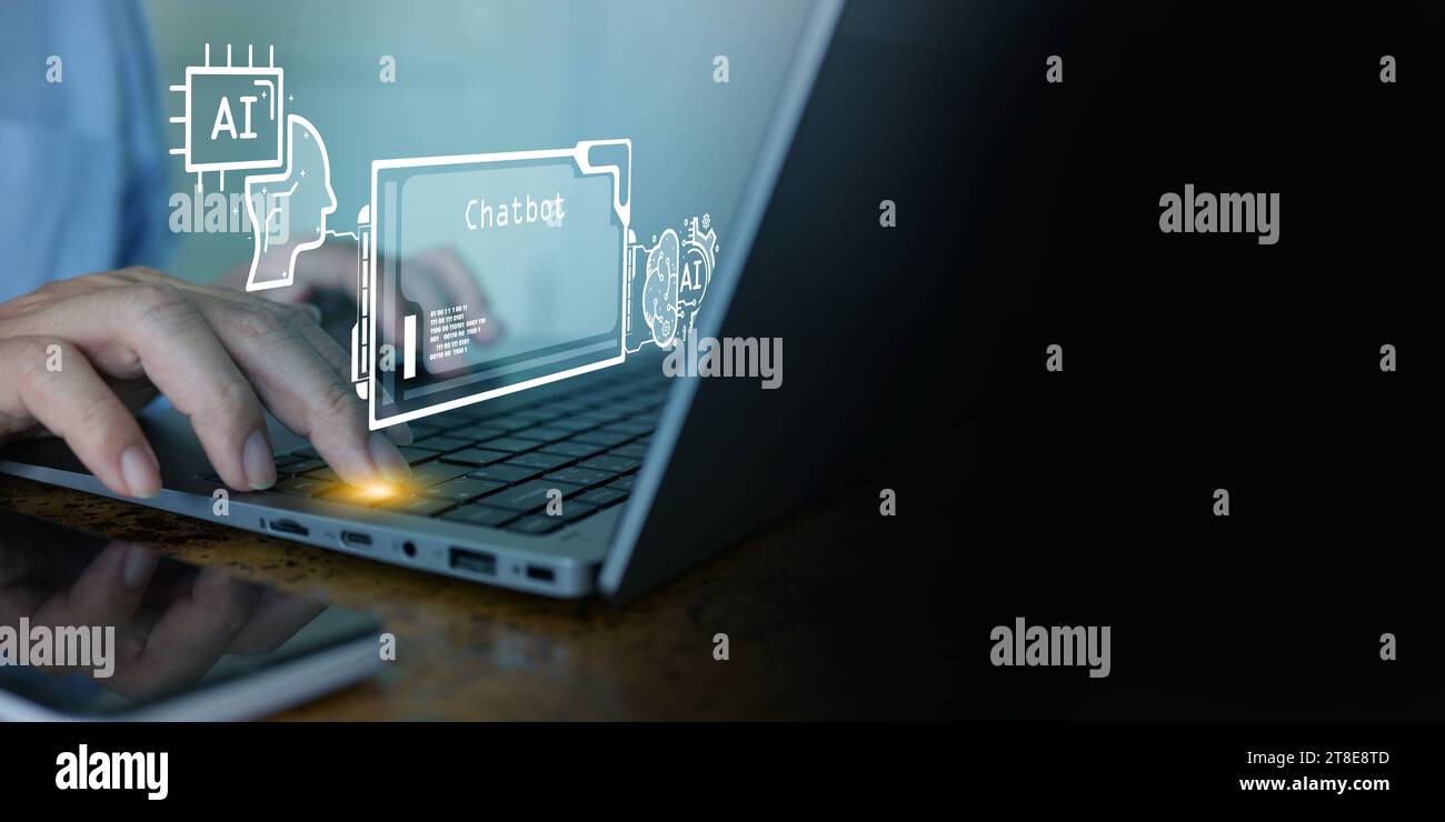 AI tech. Chat Bot, chat with Ai. Virtual graphic of a generative ...
