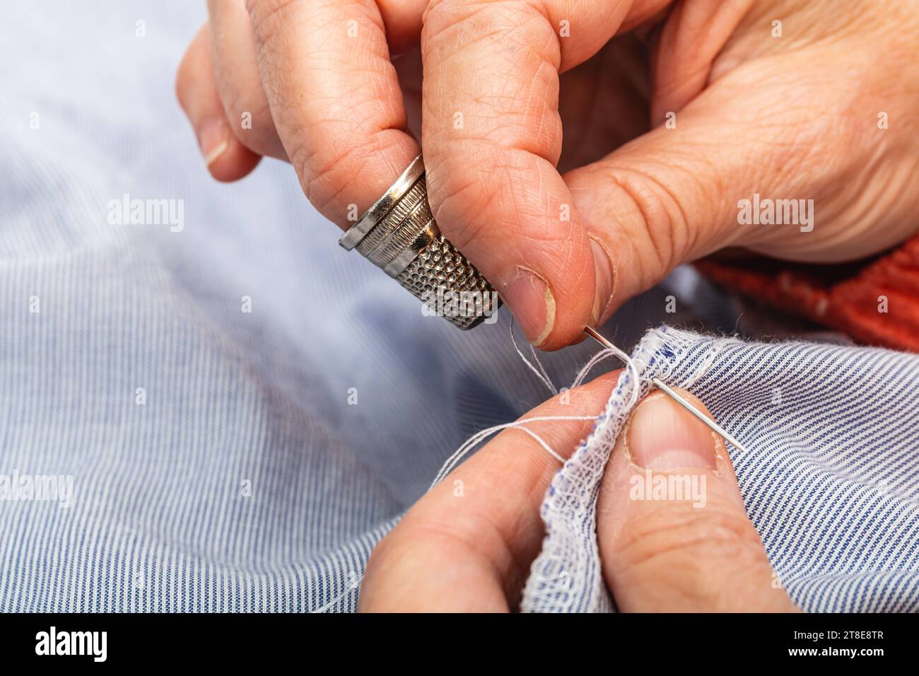 Close up photo extreme horizontal, hands mature adult Caucasian woman ...