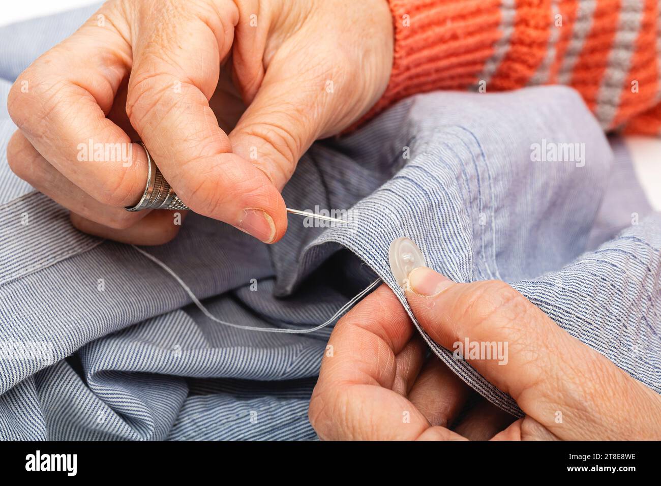 Photo close up extreme horizontal, hands of mature adult Caucasian ...