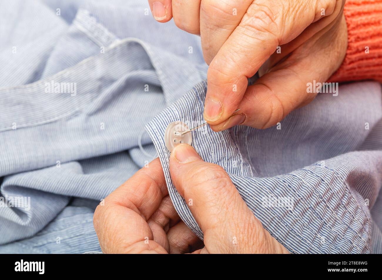 Photo close up extreme horizontal, hands of mature adult Caucasian ...