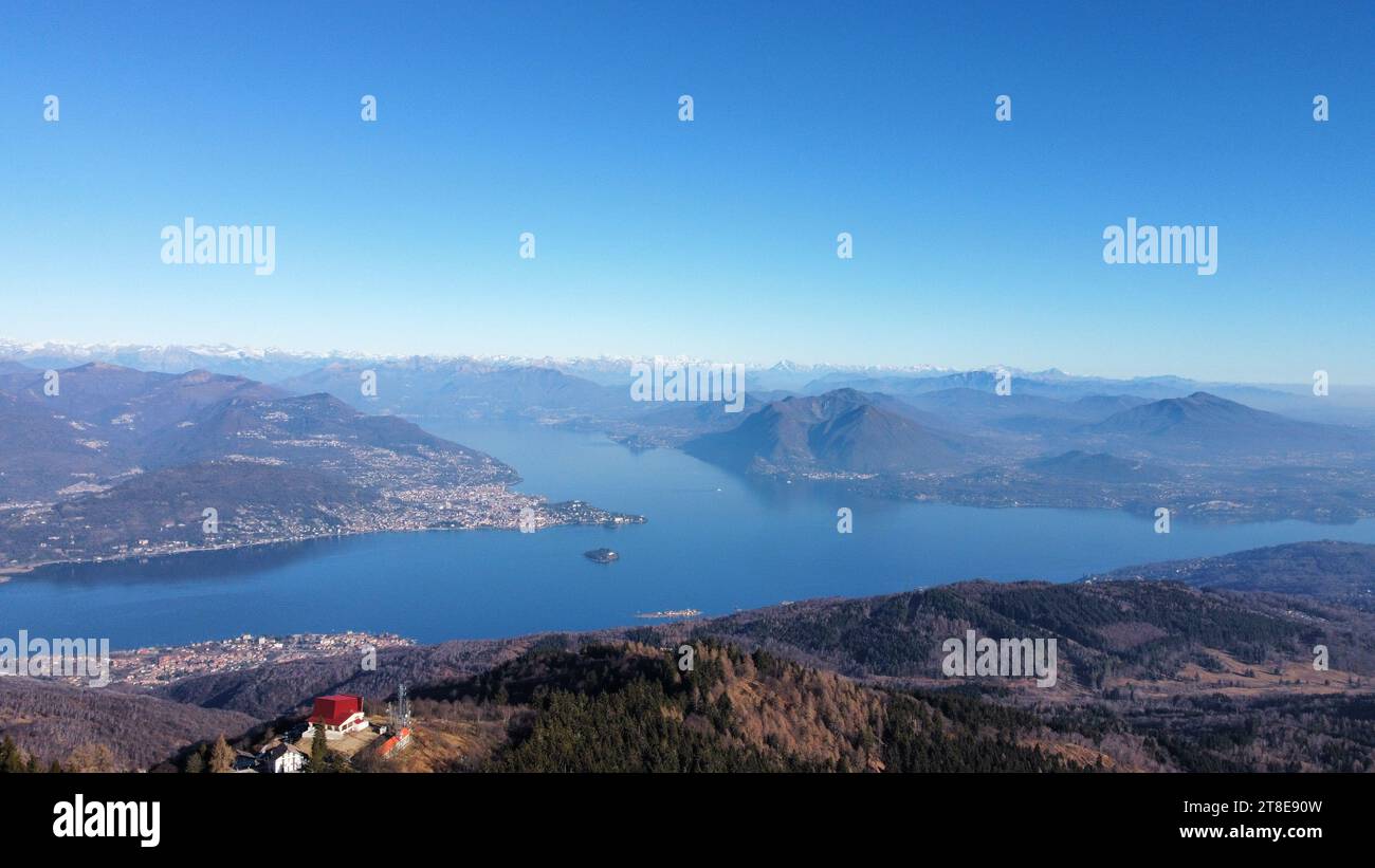Lake view and Mountains. Area view with shades of colors, blue water ...