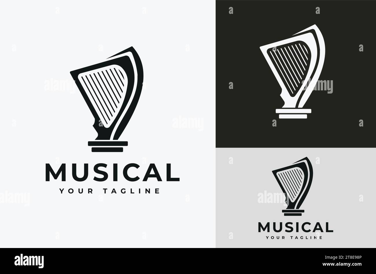 Illustration of the Classical Music Harp or Lute Instrument on a dark ...