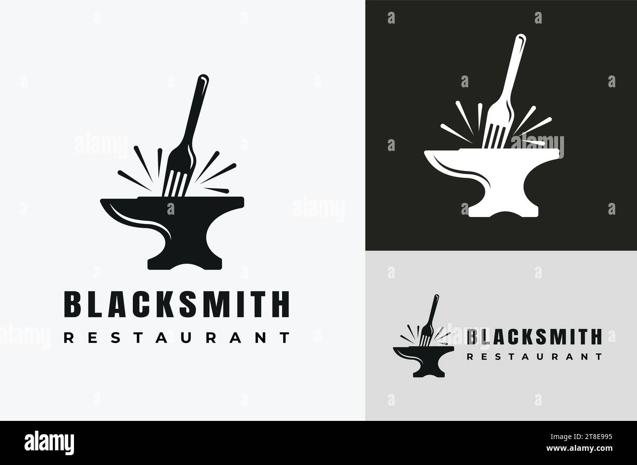 Blacksmith Logo vector silhouette with Fork symbol icon black ...