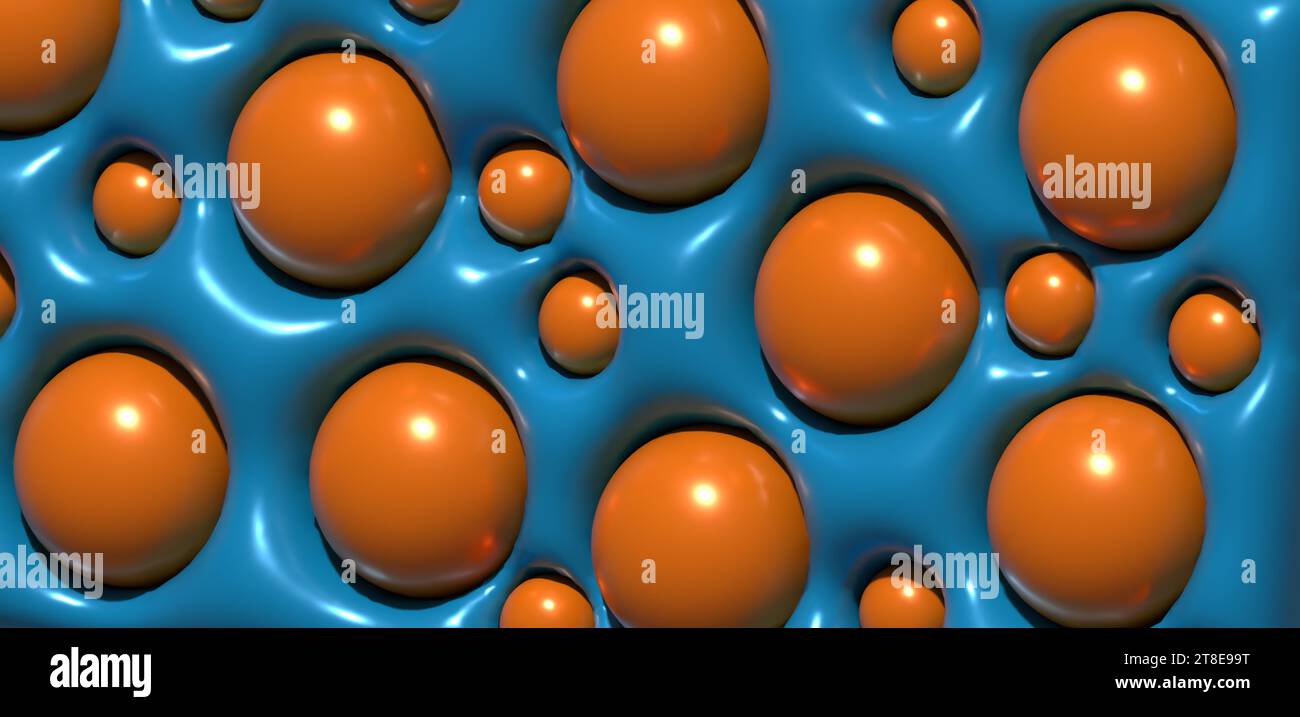 Background with orange circles, inflated shapes. 3d rendering ...