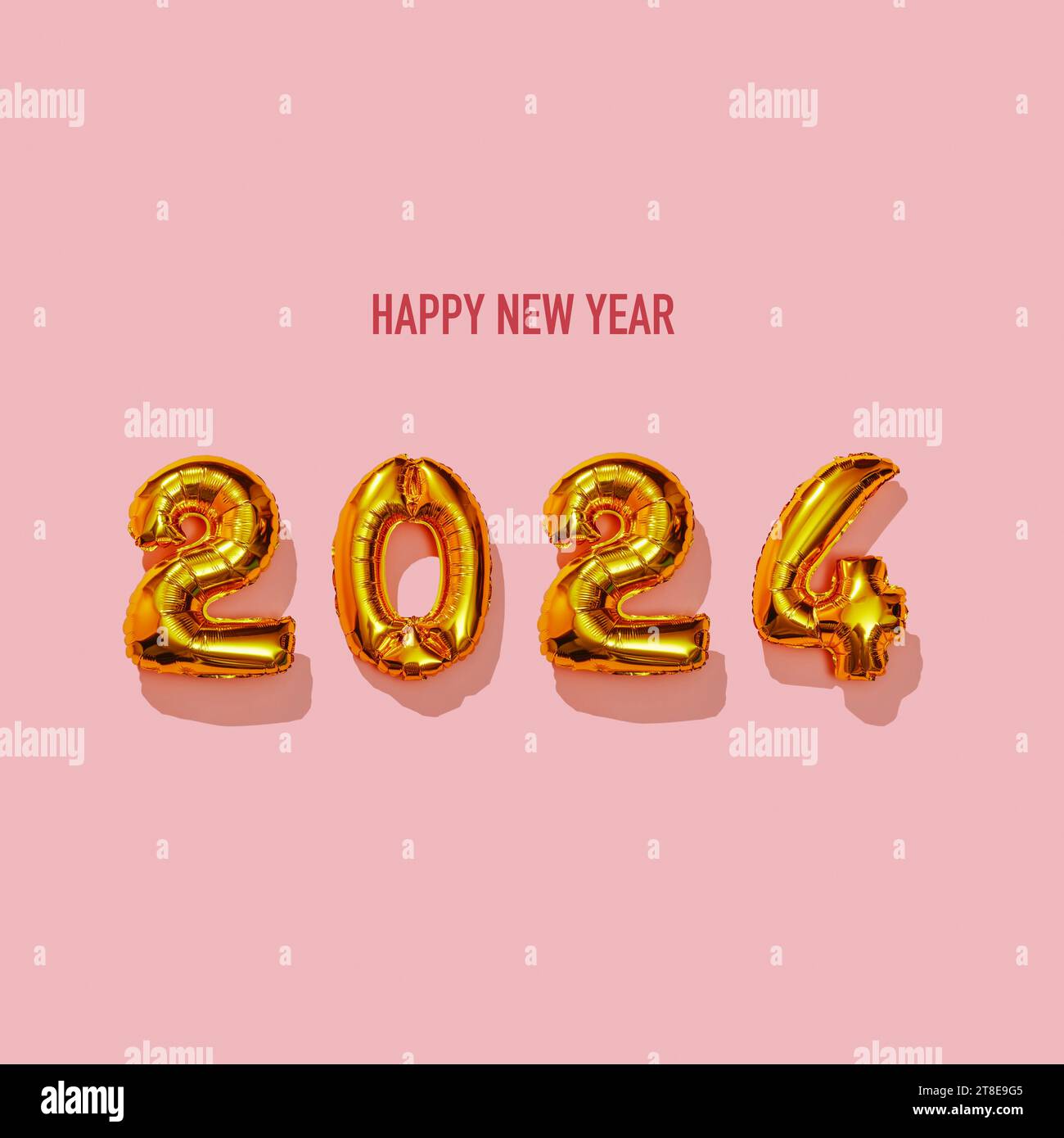 the text happy new year and four golden number-shaped balloons forming ...