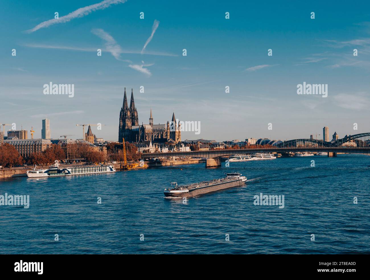 Morning View of Cologne City Center and the Rhine River From The Deutz ...
