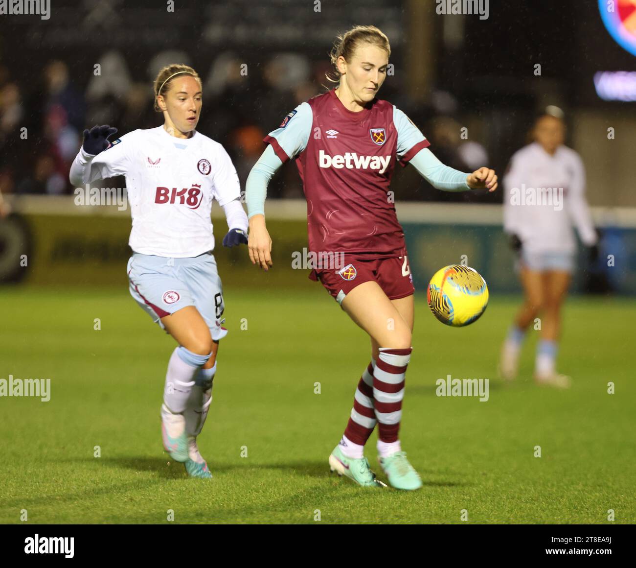 L-R Jordan Nobbs of Aston Villa Women and Shannon Cooke of West Ham ...