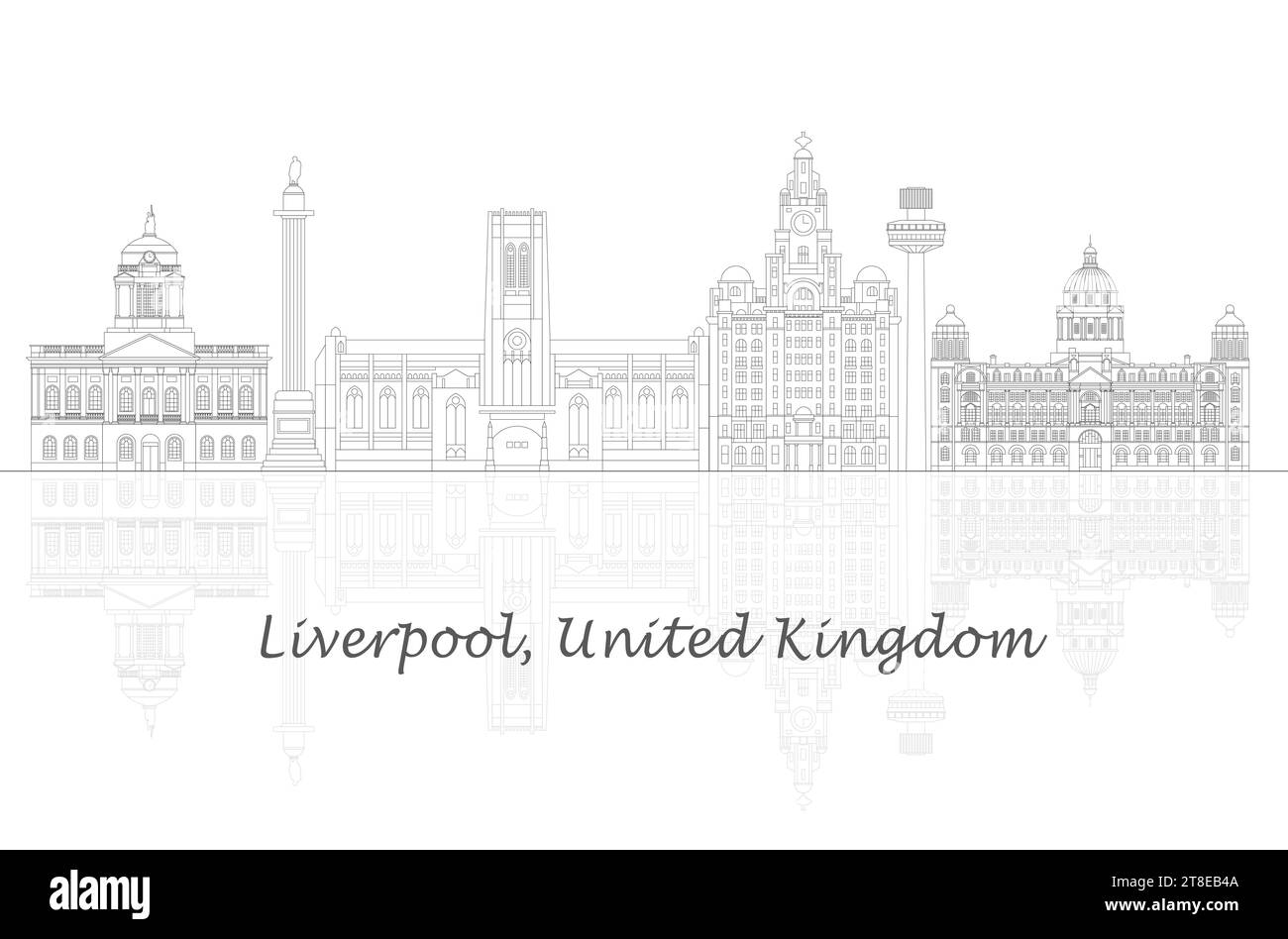 Outline Skyline panorama of Liverpool, United Kingdom - vector ...