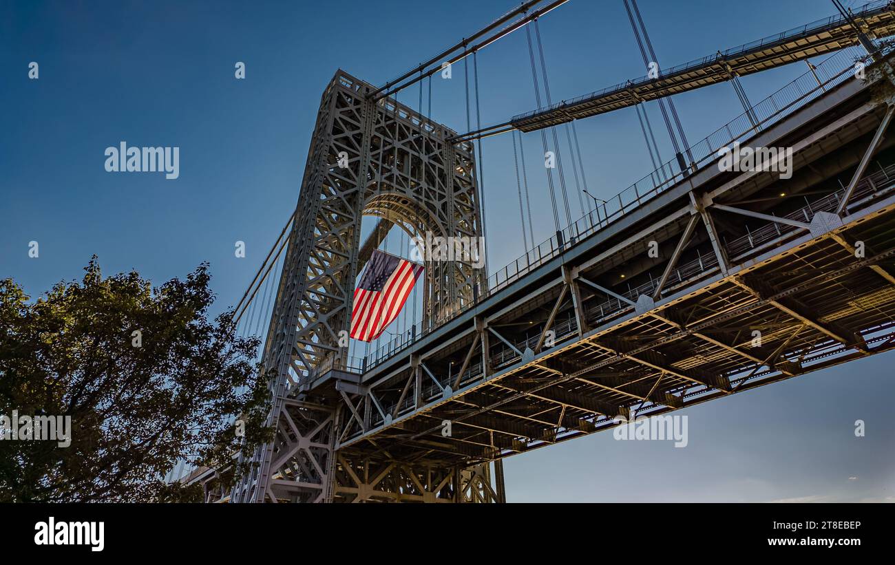 Low angle shot of the George Washington Bridge in the United States of ...