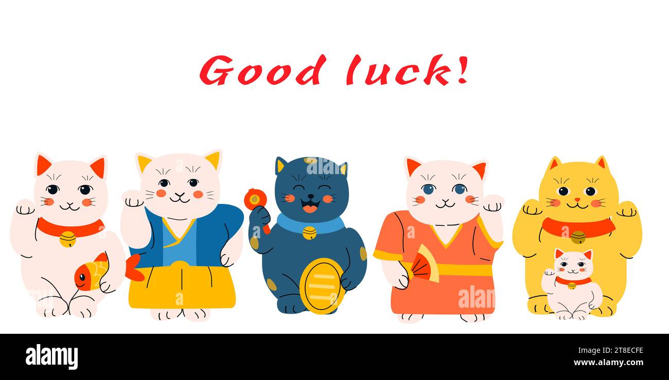 banner with maneki neko cats good luck Stock Vector Image & Art - Alamy