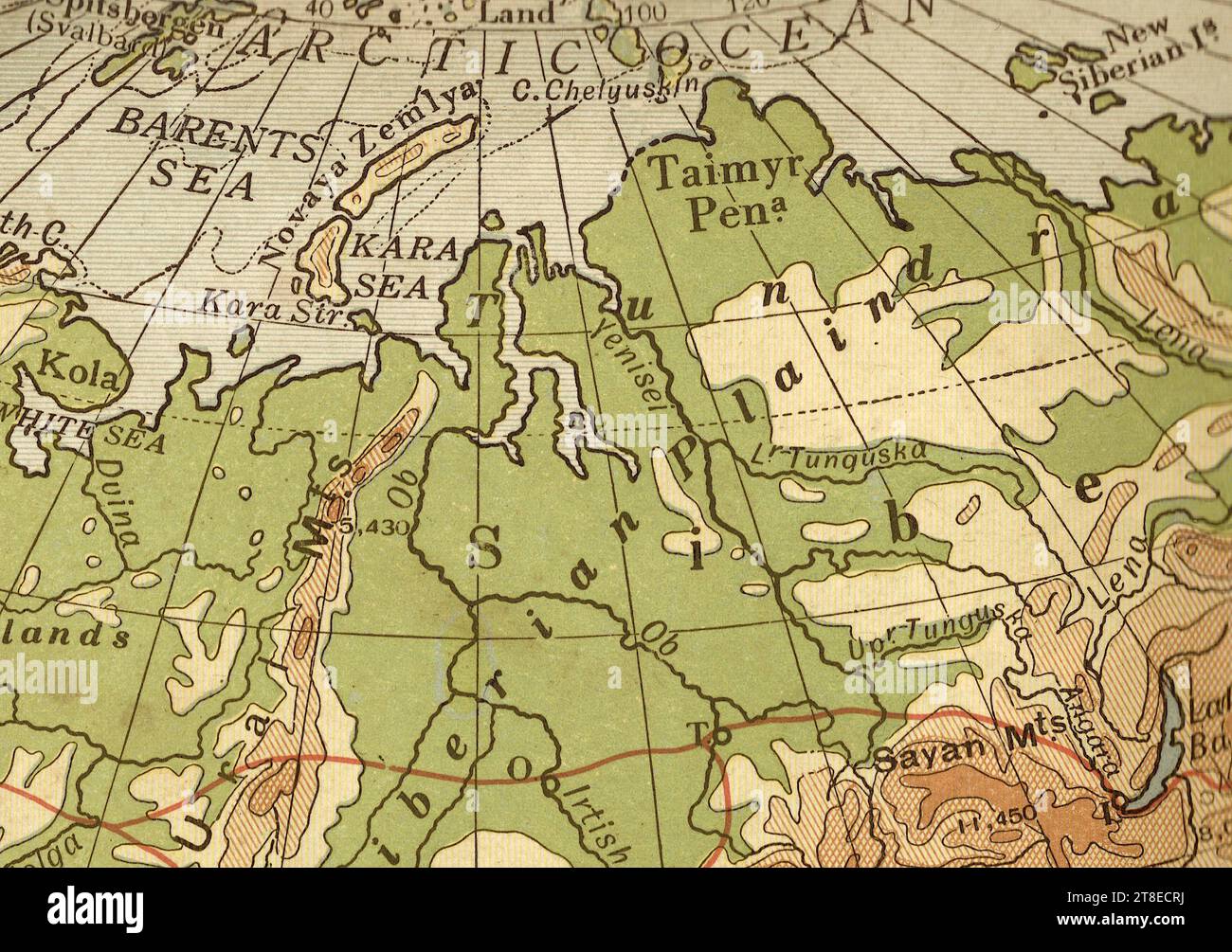 Antique geographical map in sepia of Siberia, Russia Stock Photo - Alamy
