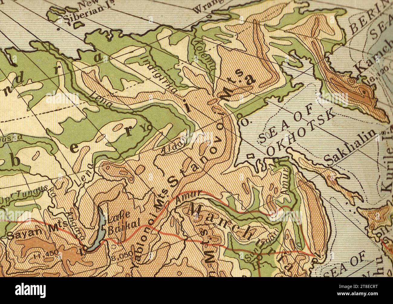 Antique geographical map in sepia of Siberia, Russia Stock Photo - Alamy
