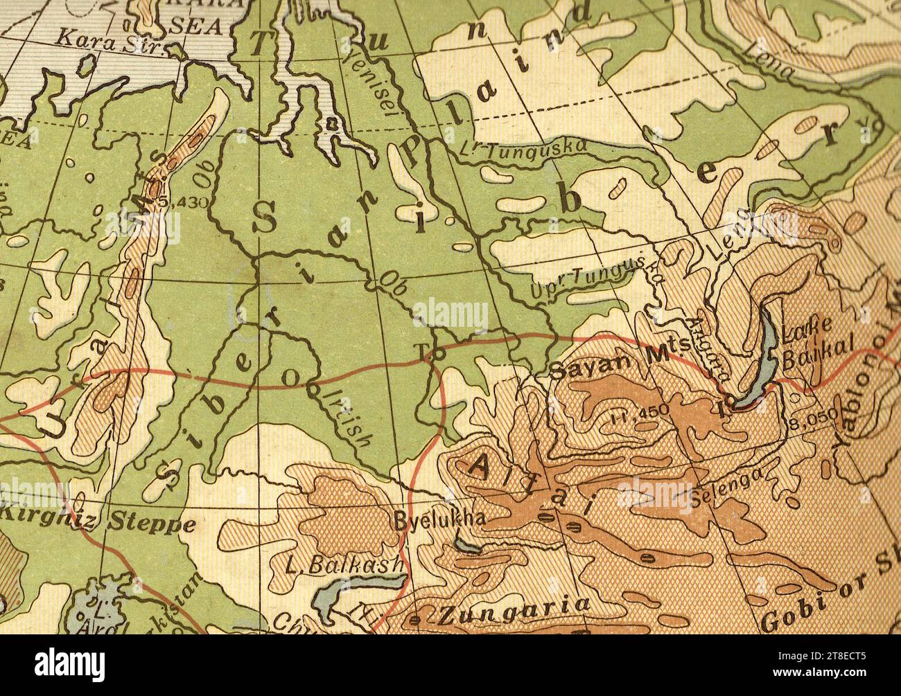 Antique geographical map in sepia of Siberia Stock Photo - Alamy