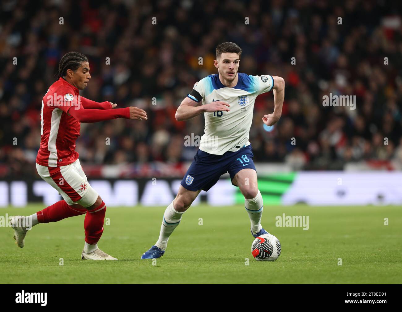 Yannick Yankam (M) Declan Rice (E) at the England v Malta UEFA Euro ...