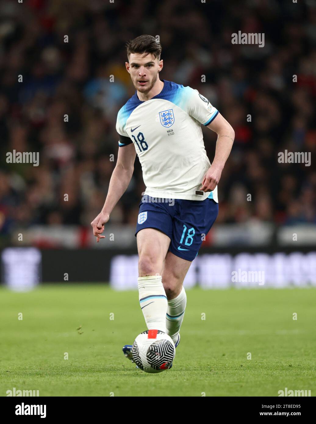 Declan Rice (E) at the England v Malta UEFA Euro 2024 Qualifier match ...