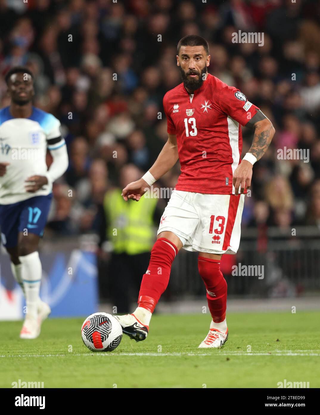 Enrico Pepe (M) at the England v Malta UEFA Euro 2024 Qualifier match ...