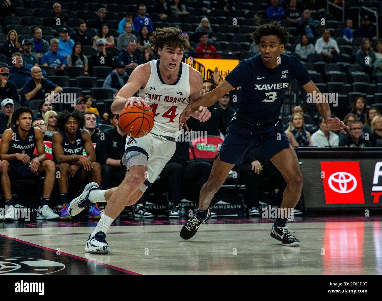 November 19 2023 Las Vegas, NV U.S.A. St. Mary's guard Alex Ducas (44)goes to the basket during ...