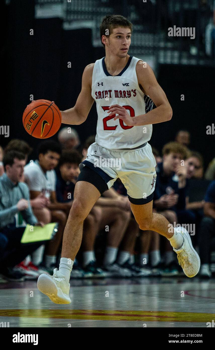 November 19 2023 Las Vegas, NV U.S.A. St. Mary's guard Aidan Mahaney ...
