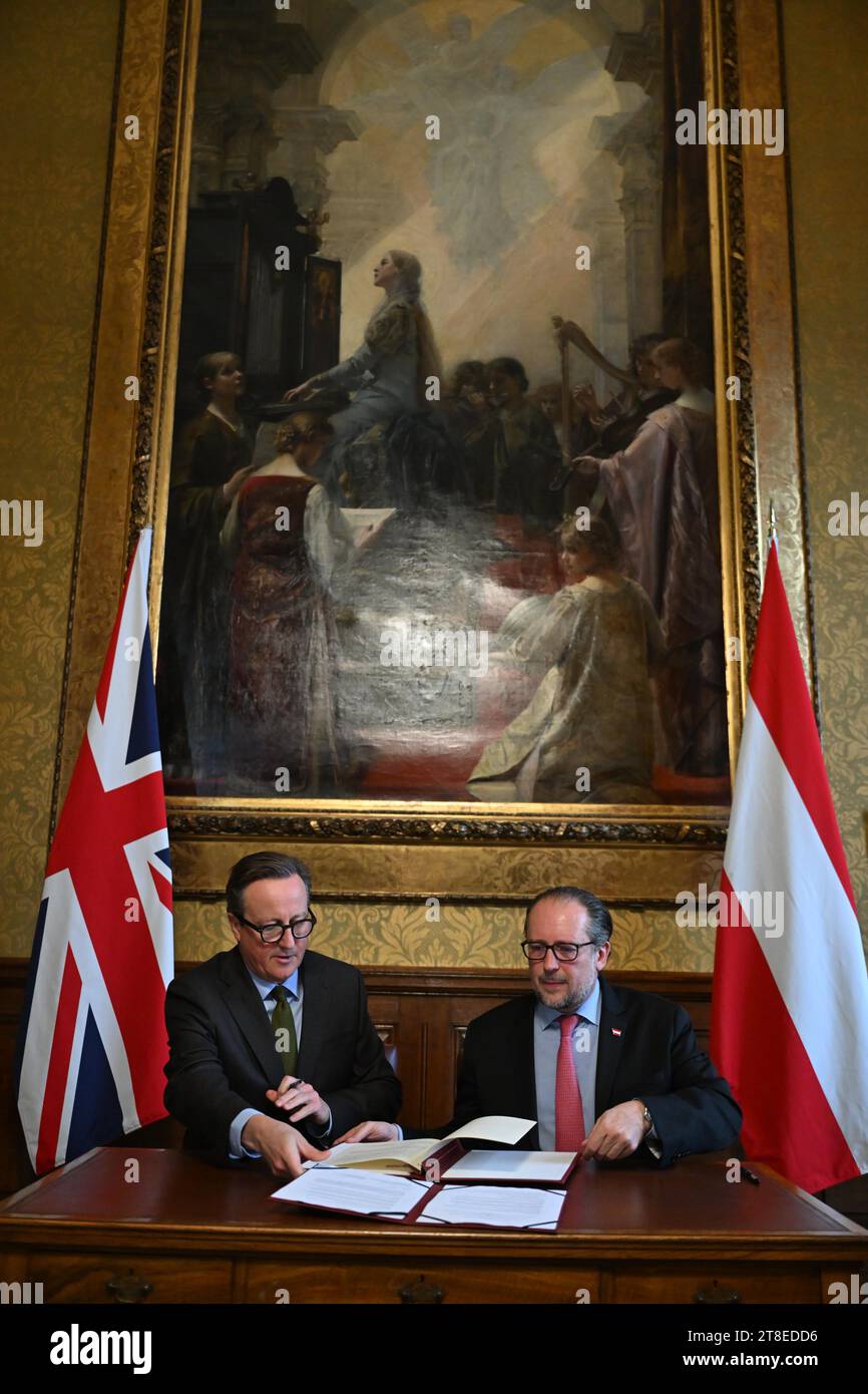 Foreign Secretary Lord David Cameron (left)and Austrian Foreign ...