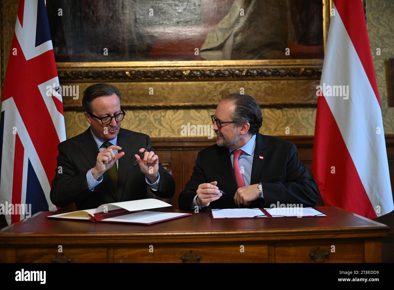 Foreign Secretary Lord David Cameron (left)and Austrian Foreign ...