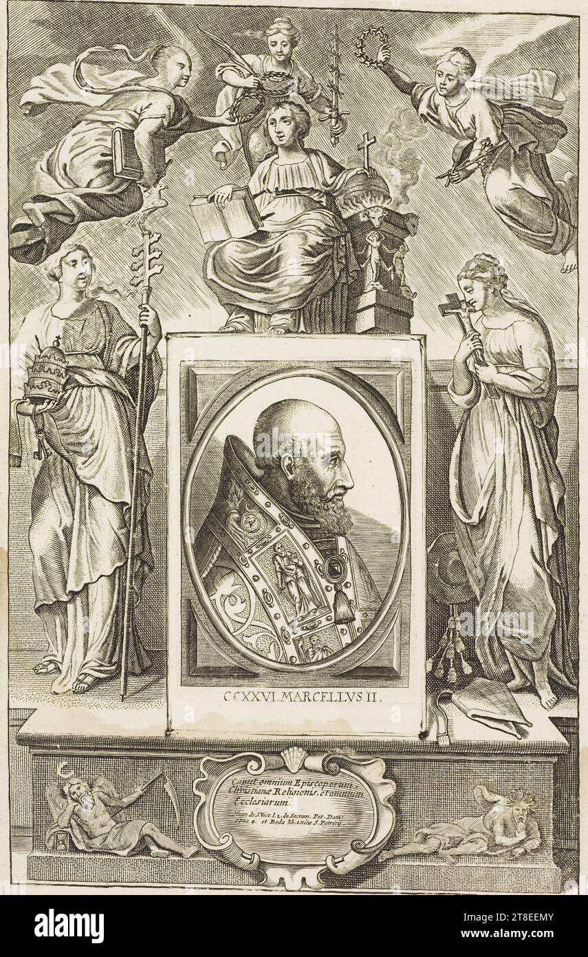 Print consists of two different prints viz. portrait and the allegorical tableau around ...