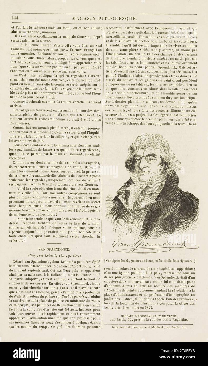 Van Spaendonck. [biography artist]. illustration from: Magasin ...