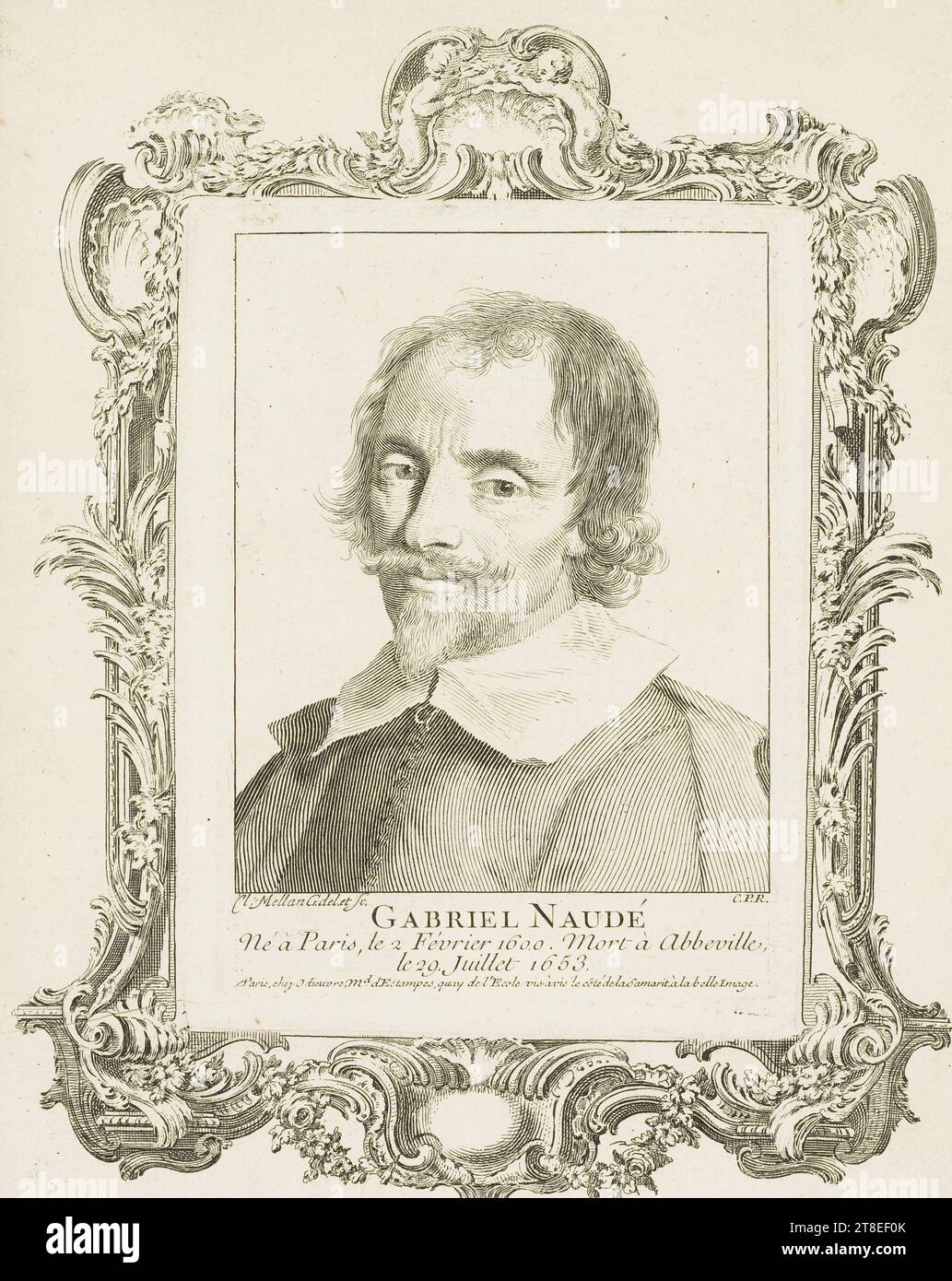 Print consists of two prints viz. the portrait and the frame around it making two plate edges ...