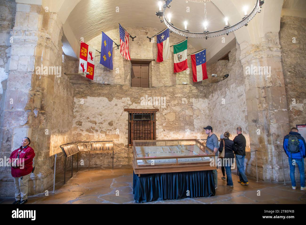 San Antonio, USA - October 31, 2023: Tourists visit the church inside ...