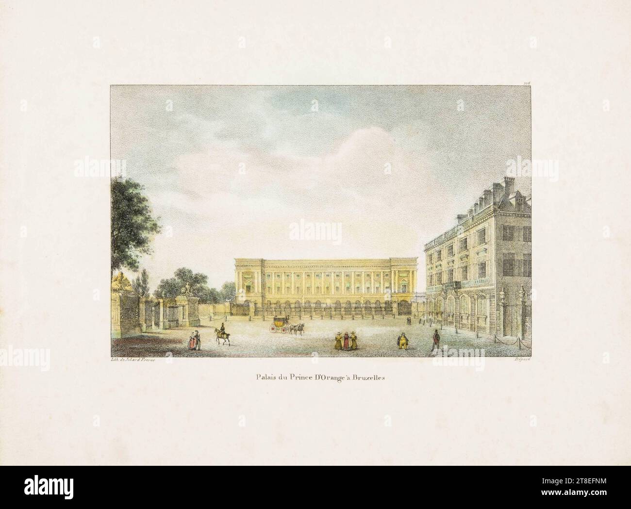 The palace of Crown Prince William of Orange in Brussels. The Palace of the Academies. Lith. by ...