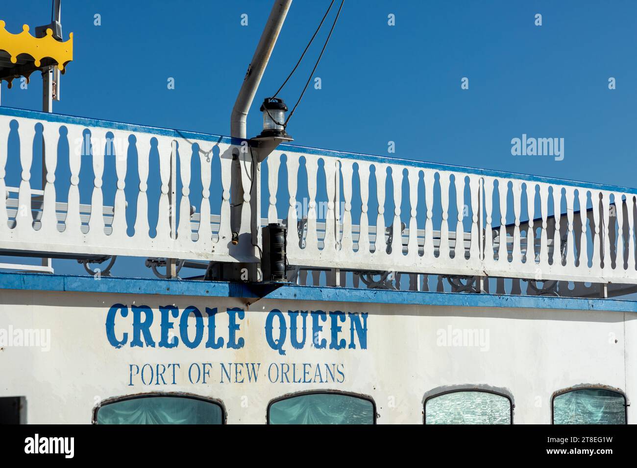 New Orleans, USA - October 24, 2023: Steamboat creole queen at the pier at Mississippi River ...