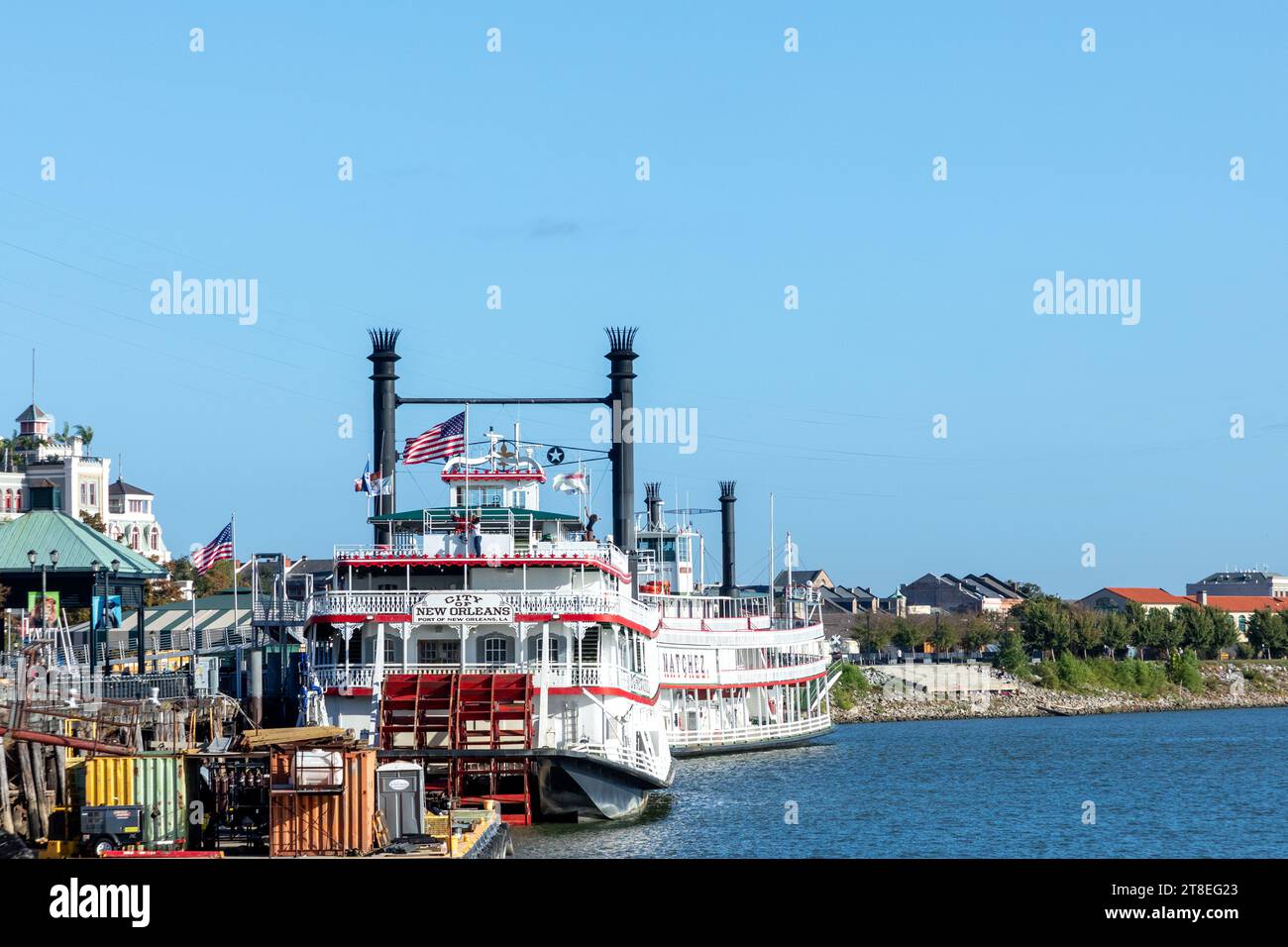 New Orleans, USA - October 24, 2023: Steamboat creole queen at the pier ...