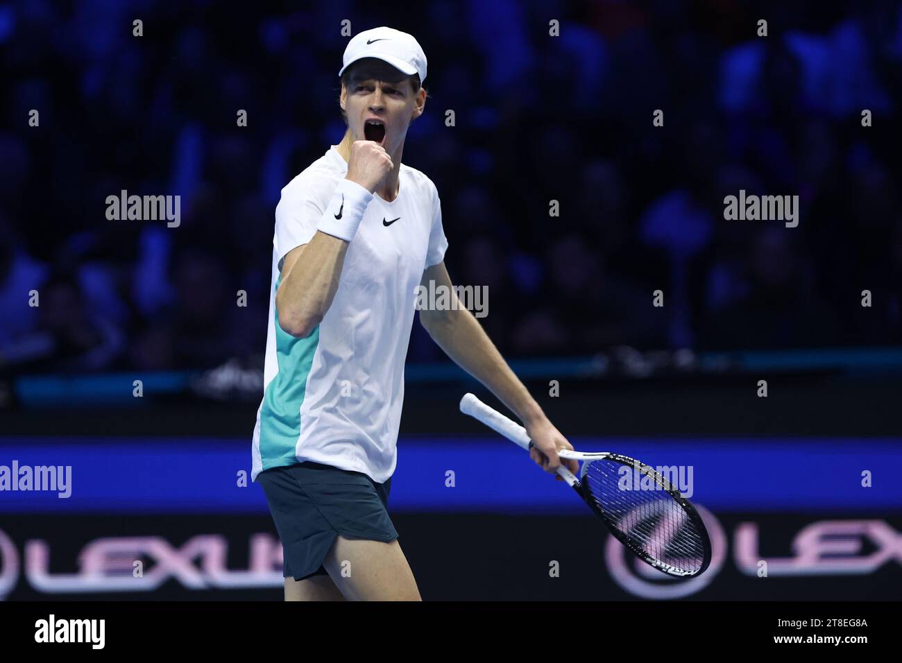Torino, Italy. 19th Nov, 2023. Jannik Sinner of Italy celebrates during ...